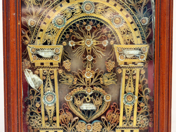 An Ornate Italian Gold Paper Scroll Relic with Pearwood Frame – Streett ...